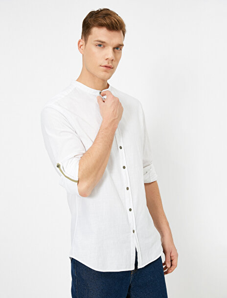 Koton Erkek Hakim Yaka Apoletli Pamuklu Slim Fit Gömlek Koton Erkek Hakim Yaka Apoletli Pamuklu Slim Fit Gömlek