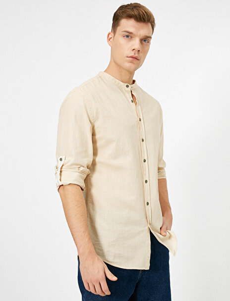 Koton Erkek Hakim Yaka Apoletli Pamuklu Slim Fit Gömlek Koton Erkek Hakim Yaka Apoletli Pamuklu Slim Fit Gömlek