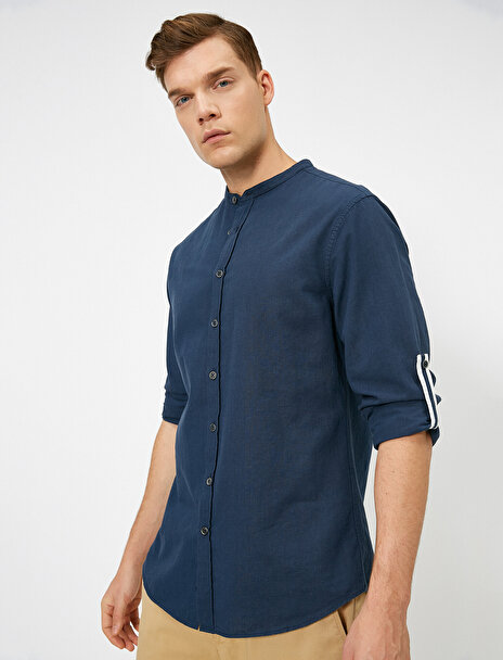 Koton Erkek Hakim Yaka Apoletli Pamuklu Slim Fit Gömlek Koton Erkek Hakim Yaka Apoletli Pamuklu Slim Fit Gömlek