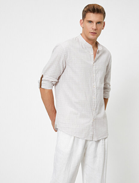 Koton Erkek Mandarin Yaka Flannel Gömlek Koton Erkek Mandarin Yaka Flannel Gömlek