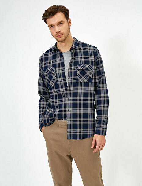 Koton Erkek Çift Cepli Ekoseli Slim Fit Casual Gömlek