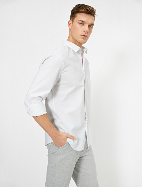 Koton Erkek Klasik Yaka Slim Fit Poplin Gömlek Koton Erkek Klasik Yaka Slim Fit Poplin Gömlek