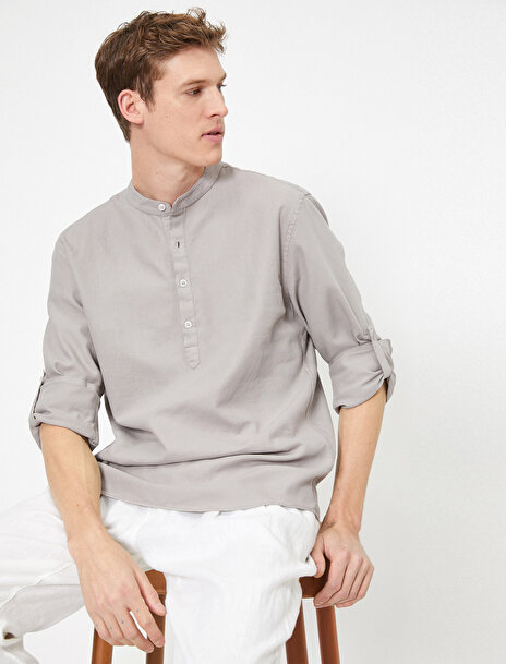 Koton Erkek Hakim Yaka Yarım Patlı %100 Pamuk Regular Fit Casual Gömlek Koton Erkek Hakim Yaka Yarım Patlı %100 Pamuk Regular Fit Casual Gömlek