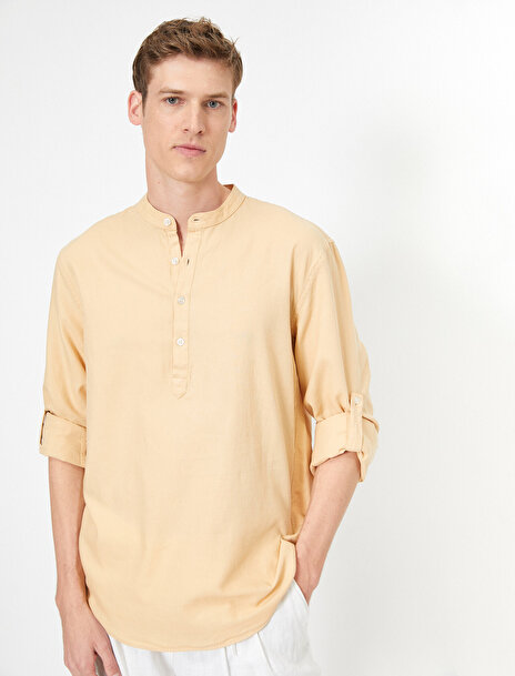 Koton Erkek Hakim Yaka Yarım Patlı %100 Pamuk Regular Fit Casual Gömlek Koton Erkek Hakim Yaka Yarım Patlı %100 Pamuk Regular Fit Casual Gömlek
