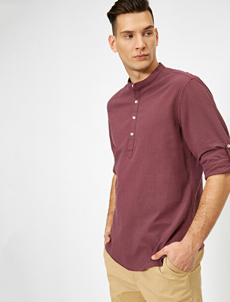 Koton Erkek Hakim Yaka Yarım Patlı Regular Fit Casual Gömlek Koton Erkek Hakim Yaka Yarım Patlı Regular Fit Casual Gömlek