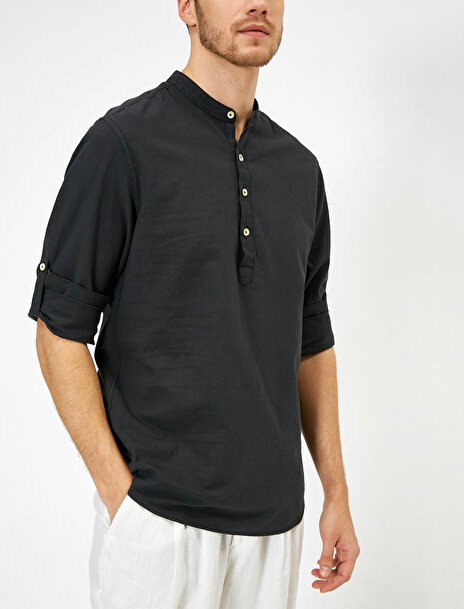 Koton Erkek Hakim Yaka Yarım Patlı Regular Fit Casual Gömlek Koton Erkek Hakim Yaka Yarım Patlı Regular Fit Casual Gömlek