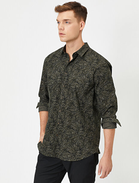 Koton Erkek Yaprak Desen Baskılı %100 Pamuk Uzun Kollu Regular Fit Gömlek Koton Erkek Yaprak Desen Baskılı %100 Pamuk Uzun Kollu Regular Fit Gömlek