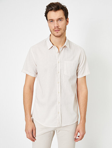 Koton Erkek Tek Cepli Slim Fit Kısa Kollu Gömlek