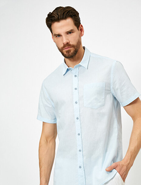 Koton Erkek Tek Cepli Slim Fit Kısa Kollu Gömlek