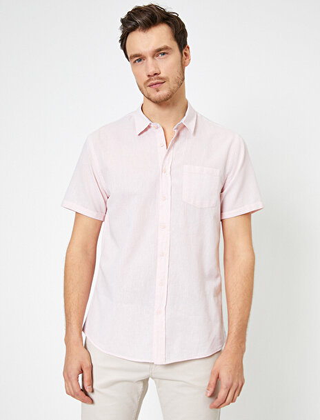 Koton Erkek Tek Cepli Slim Fit Kısa Kollu Gömlek