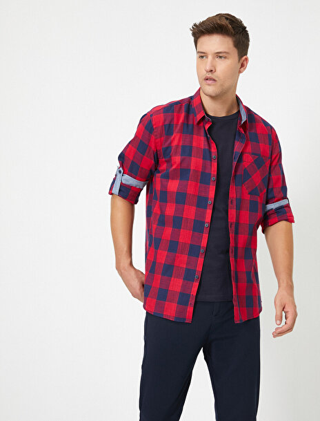 Koton Erkek Uzun Kollu Kareli Gömlek