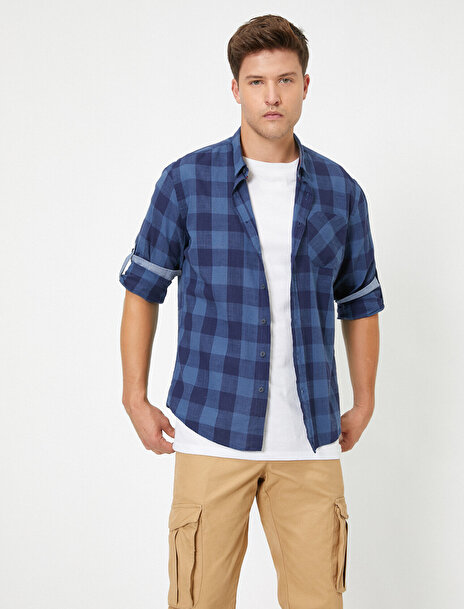 Koton Erkek Uzun Kollu Kareli Gömlek