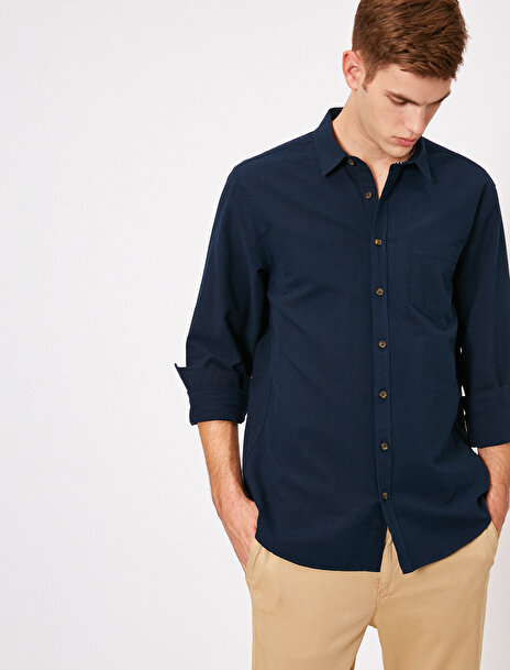 Koton Erkek Tek Cepli Uzun Kollu Slim Fit Casual Gömlek