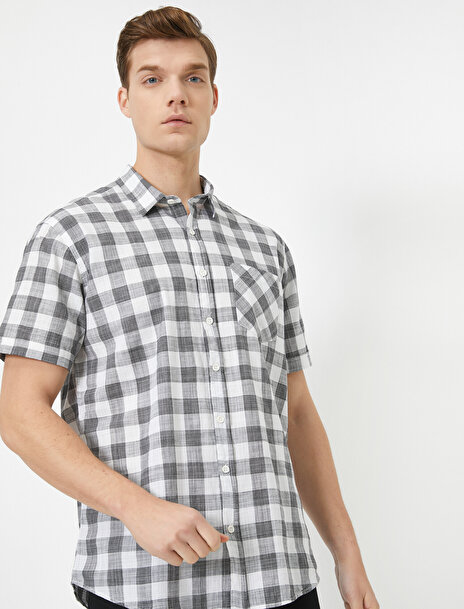 Koton Erkek Tek Cepli Kareli Kısa Kollu Gömlek Koton Erkek Tek Cepli Kareli Kısa Kollu Gömlek