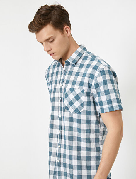 Koton Erkek Tek Cepli Kareli Kısa Kollu Gömlek Koton Erkek Tek Cepli Kareli Kısa Kollu Gömlek