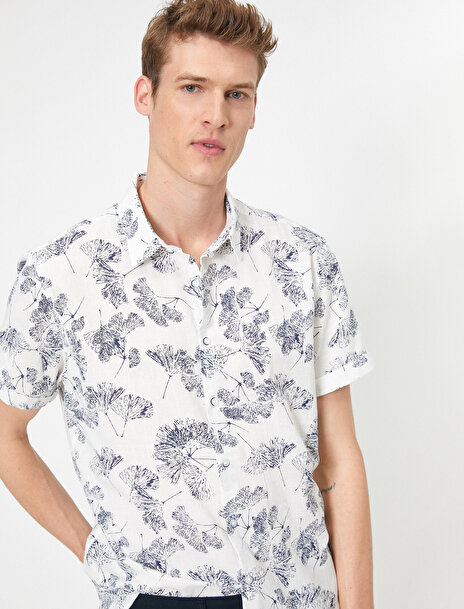 Koton Erkek Çiçek Desenli Pamuklu Kısa Kollu Slim Fit Gömlek Koton Erkek Çiçek Desenli Pamuklu Kısa Kollu Slim Fit Gömlek