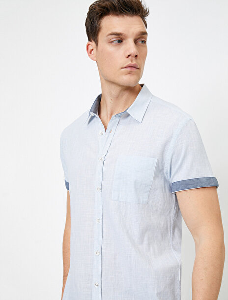 Koton Erkek Tek Cepli Pamuklu Kısa Kollu Slim Fit Gömlek