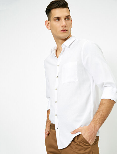 Koton Erkek Tek Cepli Uzun Kollu Slim Fit Casual Gömlek