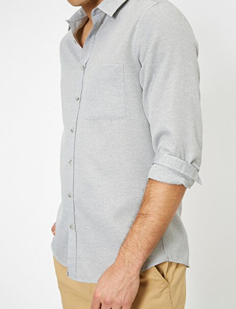 Koton Erkek Tek Cepli Uzun Kollu Slim Fit Casual Gömlek