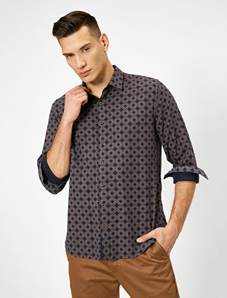 Koton Erkek Geometrik Desenli Pamuklu Regular Fit Gömlek Koton Erkek Geometrik Desenli Pamuklu Regular Fit Gömlek