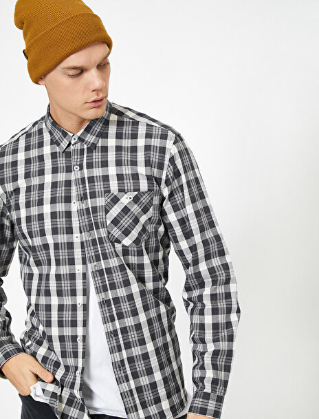 Koton Erkek Çiçek Desenli Uzun Kollu Regular Fit Casual Gömlek