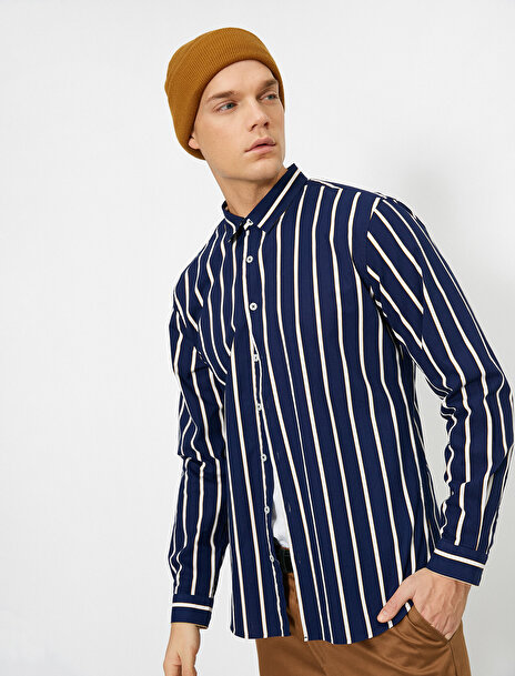 Koton Erkek Çizgili Desenli %100 Pamuk Uzun Kollu Slim Fit Gömlek Koton Erkek Çizgili Desenli %100 Pamuk Uzun Kollu Slim Fit Gömlek