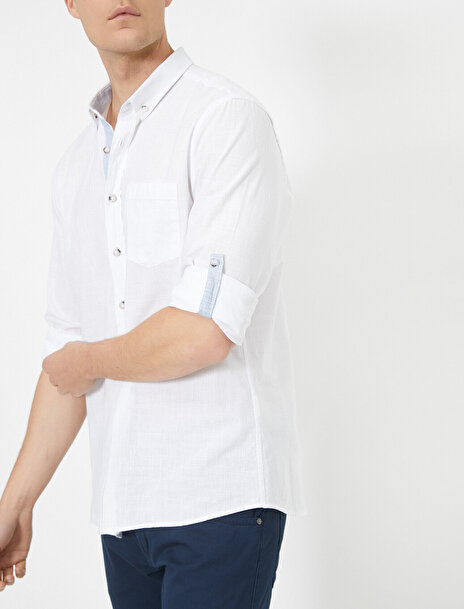 Koton Erkek Tek Cepli Klasik Yaka Uzun Kollu Gömlek