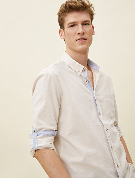 Koton Erkek Tek Cepli Klasik Yaka Uzun Kollu Gömlek