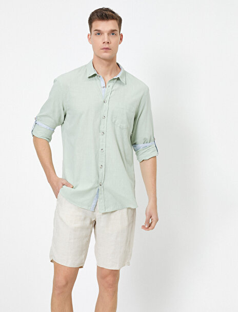 Koton Erkek Tek Cepli Klasik Yaka Uzun Kollu Gömlek