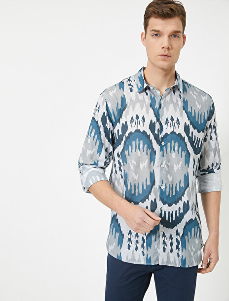Koton Erkek Klasik Yaka Uzun Kollu Desenli Gömlek