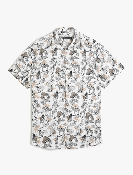 Koton Erkek Pamuklu Kumaştan Desenli Kısa Kollu Gömlek