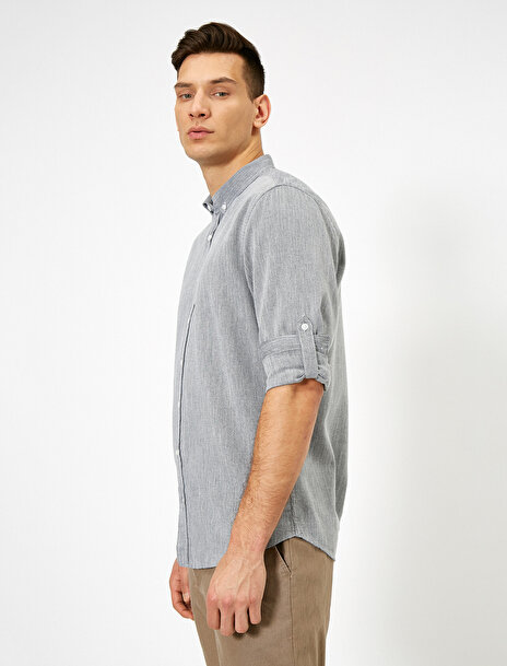 Koton Erkek Klasik Yaka Dokulu Kumaş Regular Fit Casual Gömlek Koton Erkek Klasik Yaka Dokulu Kumaş Regular Fit Casual Gömlek