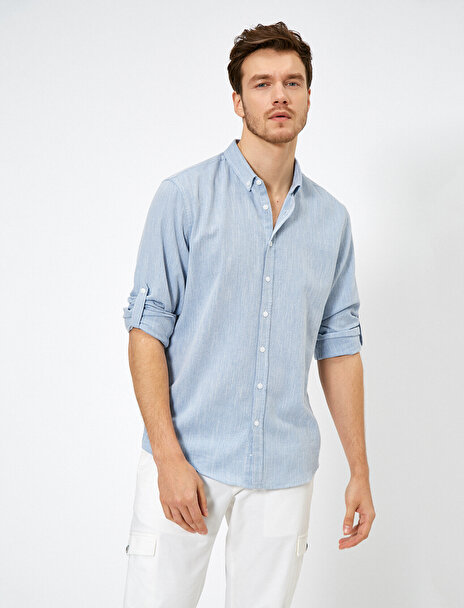 Koton Erkek Klasik Yaka Dokulu Kumaş Regular Fit Casual Gömlek Koton Erkek Klasik Yaka Dokulu Kumaş Regular Fit Casual Gömlek