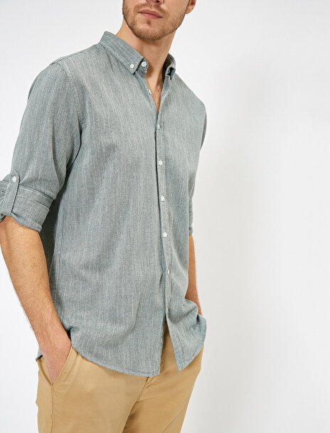 Koton Erkek Klasik Yaka Dokulu Kumaş Regular Fit Casual Gömlek Koton Erkek Klasik Yaka Dokulu Kumaş Regular Fit Casual Gömlek