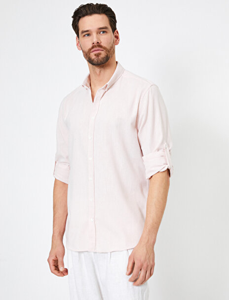 Koton Erkek Klasik Yaka Dokulu Kumaş Regular Fit Casual Gömlek Koton Erkek Klasik Yaka Dokulu Kumaş Regular Fit Casual Gömlek
