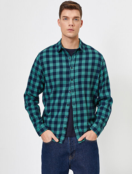 Koton Erkek Ekoseli Uzun Kollu Slim Fit Oduncu Gömleği