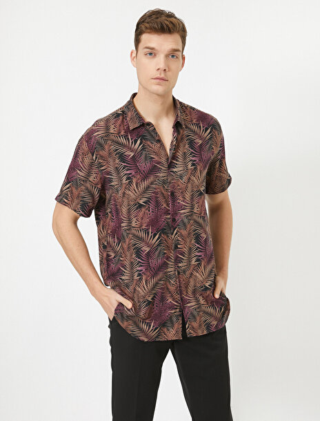 Koton Erkek Klasik Yaka Kısa Kollu Desenli Gömlek