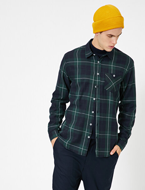 Koton Erkek Ekoseli Tek Cepli Cebi Düğmeli Slim Fit Casual Gömlek Koton Erkek Ekoseli Tek Cepli Cebi Düğmeli Slim Fit Casual Gömlek