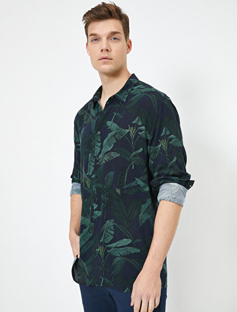 Koton Erkek Klasik Yaka Uzun Kollu Desenli Gömlek