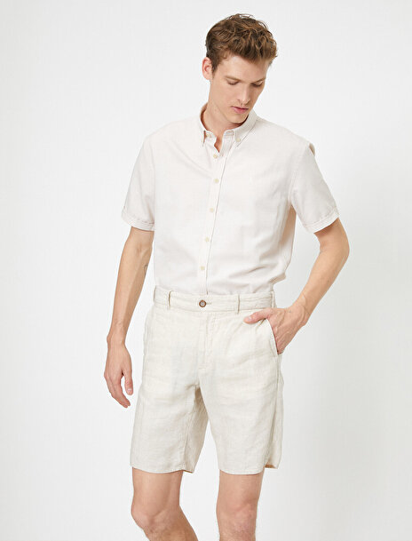 Koton Erkek Yakası Düğmeli Slim Fit Kısa Kollu Gömlek