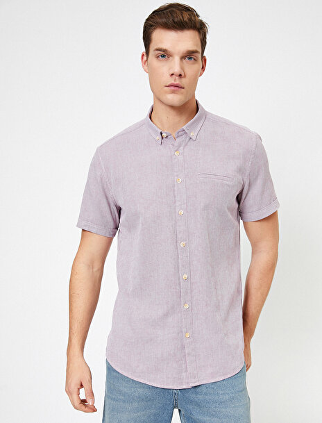 Koton Erkek Fleto Cepli Düğmeli Slim Fit Kısa Kollu Gömlek