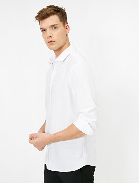 Koton Erkek Klasik Yaka Uzun Kollu Slim Fit Smart Gömlek