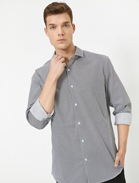 Koton Erkek Klasik Yaka Uzun Kollu Desenli Gömlek