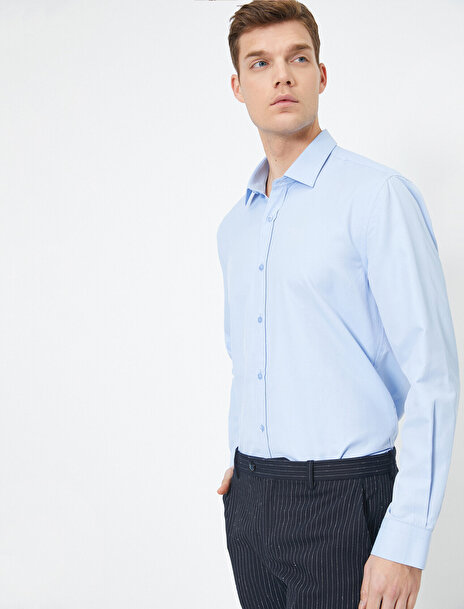 Koton Erkek Klasik Yaka Uzun Kollu Dar Kesim Gömlek