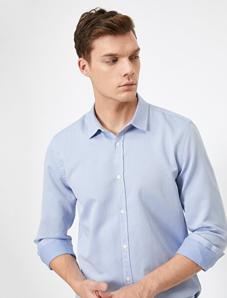 Koton Erkek Klasik Yaka Uzun Kollu Slim Fit Smart Gömlek