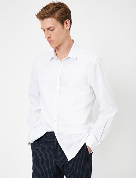 Koton Erkek Klasik Yaka Uzun Kollu Slim Fit Smart Gömlek
