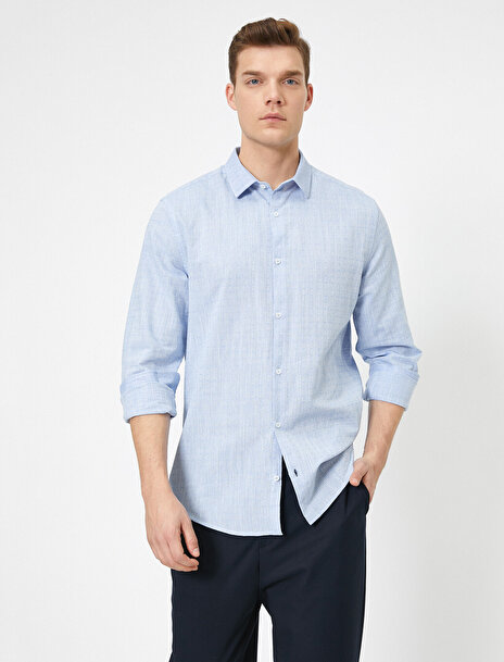 Koton Erkek Klasik Yaka Dokulu Kumaş Slim Fit Smart Gömlek