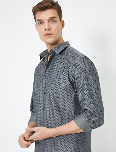 Koton Erkek Klasik Yaka Uzun Kollu Desenli Gömlek