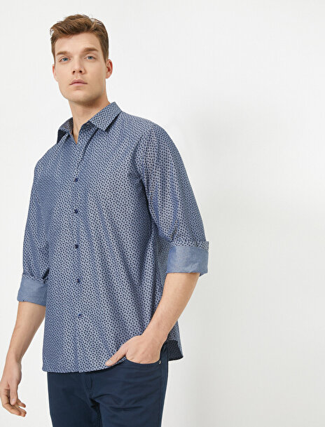 Koton Erkek Klasik Yaka Uzun Kollu Desenli Gömlek