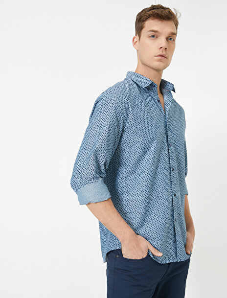 Koton Erkek Klasik Yaka Uzun Kollu Desenli Gömlek